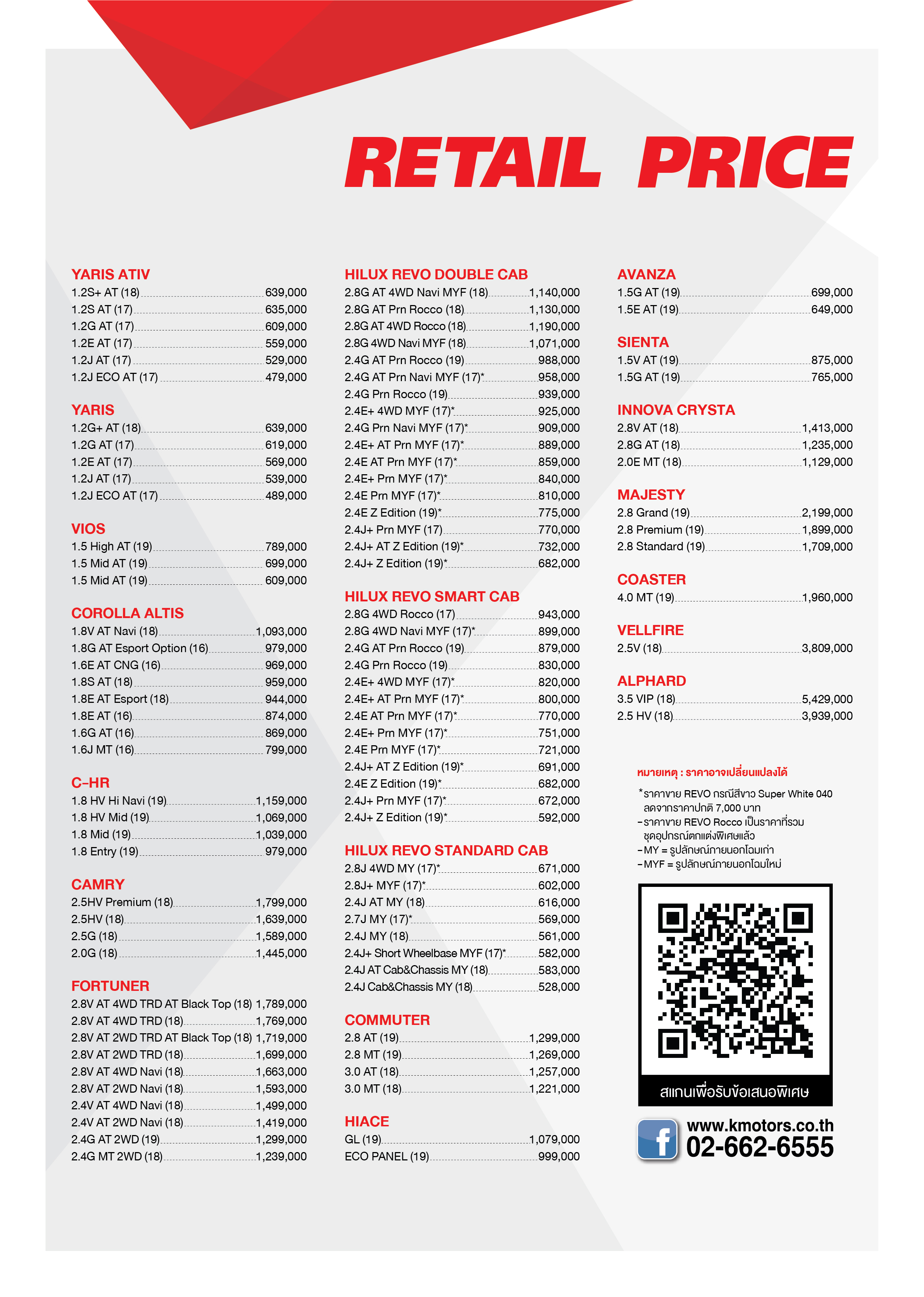 Retail-price-list-2019 - TOYOTA K.MOTORS